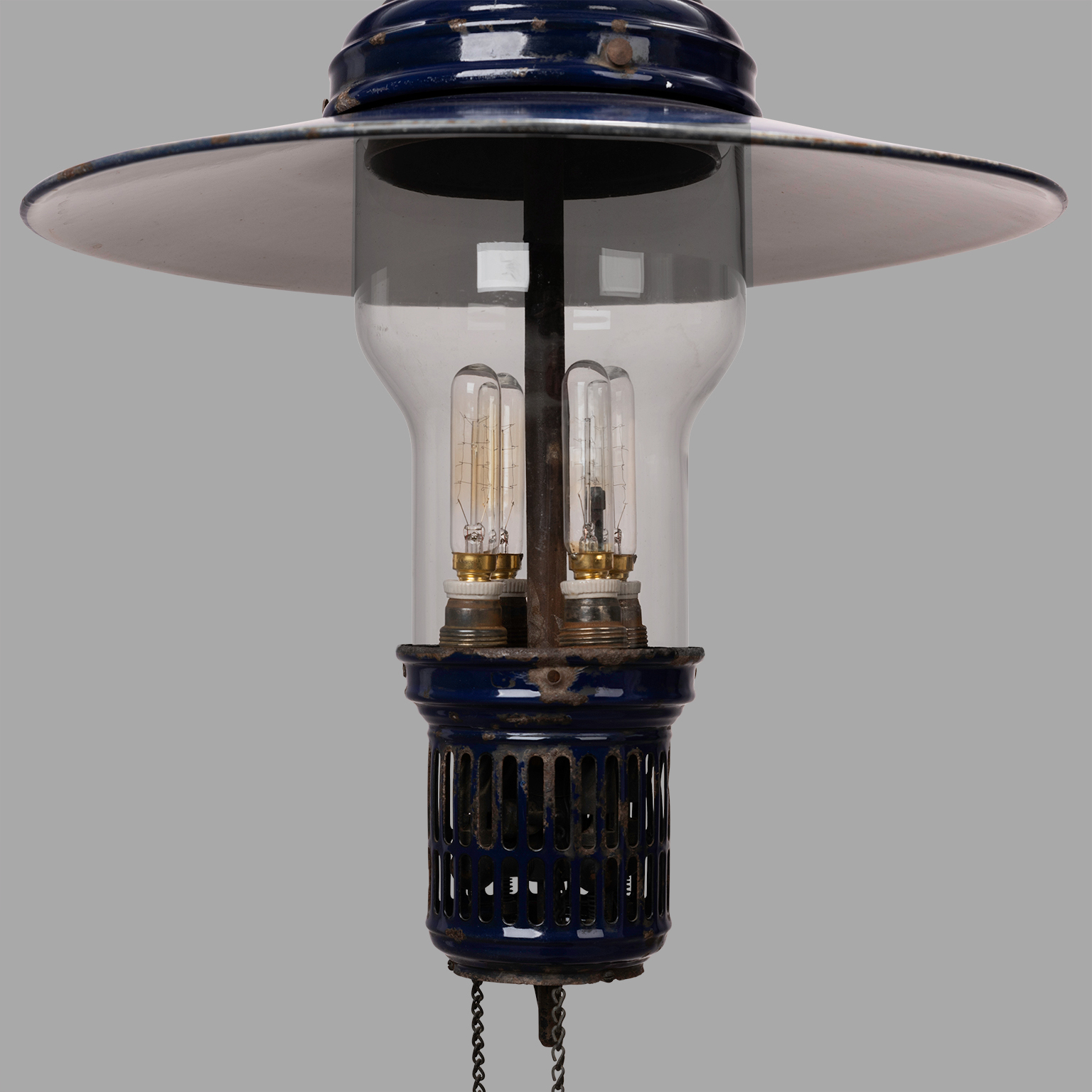 Gaz Pendant Light in Blue Enameled Sheet, circa 1880 | Paul Bert Serpette