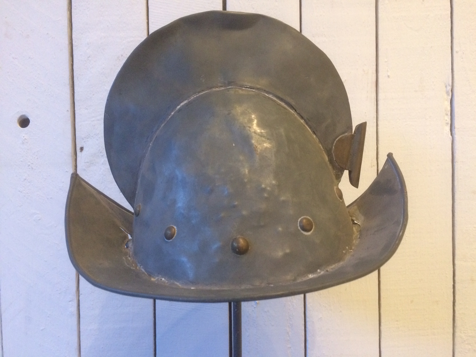 One (1) conquistador-type zinc helmet made for the Salammbô opera house ...