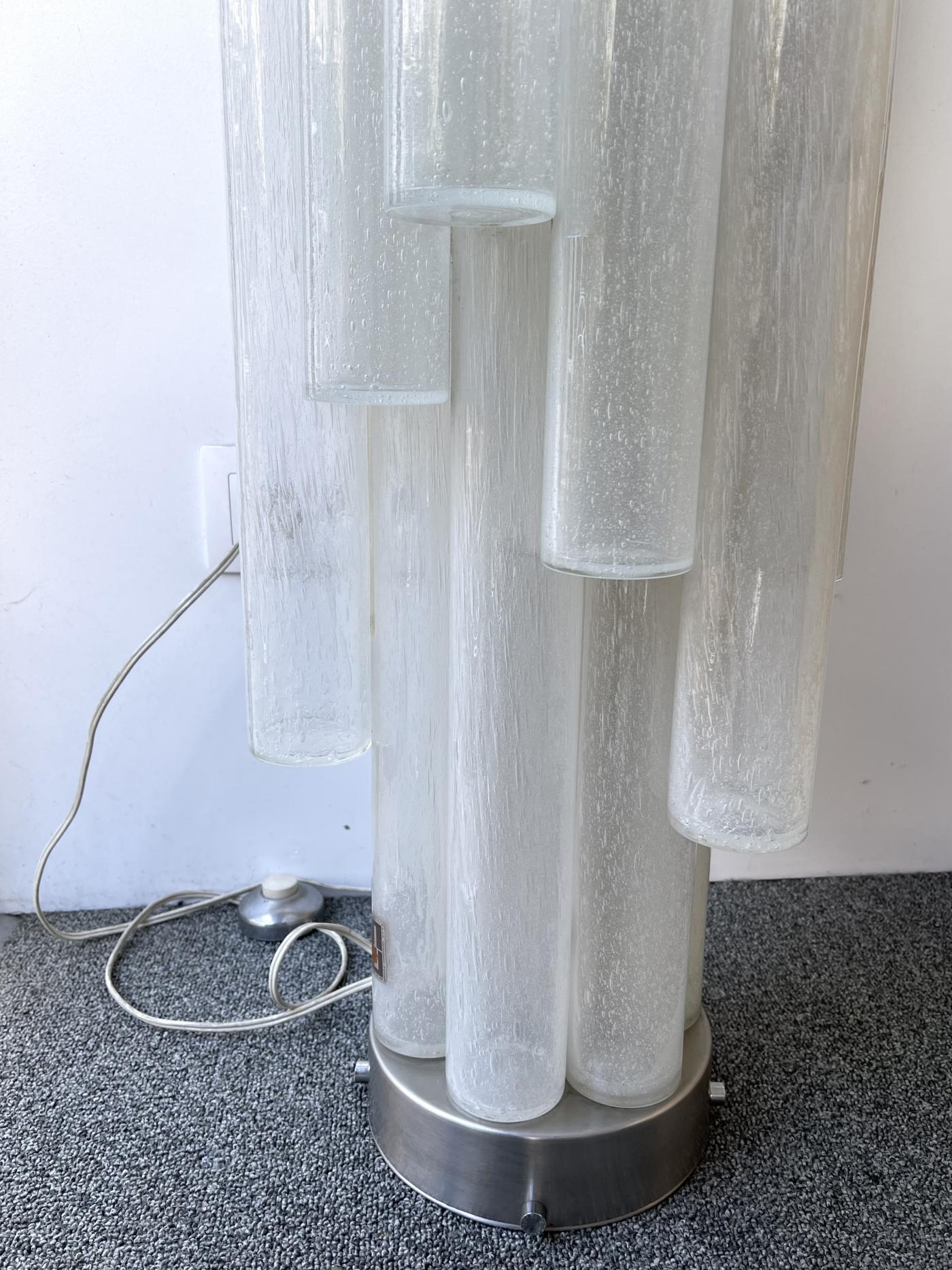 Multiple tube floor lamp in Murano glass and metal by CASA, Italy 1970 ...