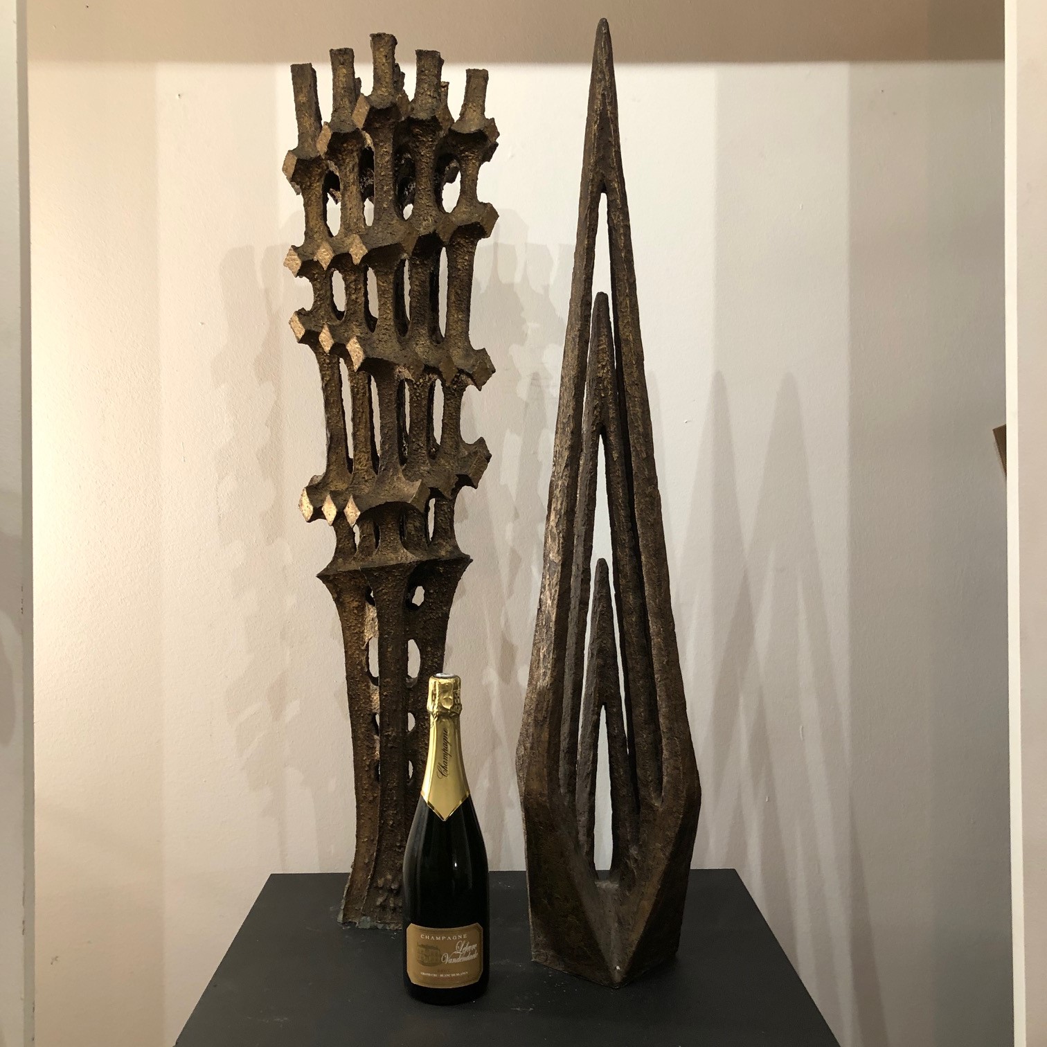 abstract and brutalist cast aluminum sculpture by German artist Helmut ...